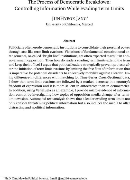 The Process of Democratic Breakdown: Controlling Information While ...