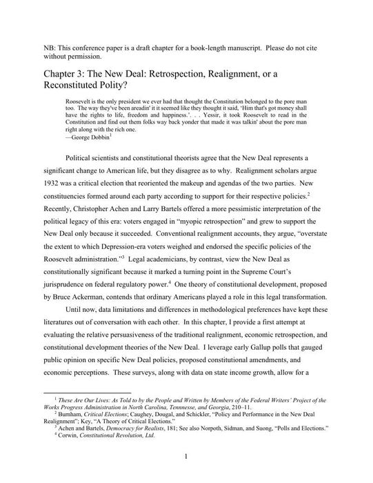 The New Deal: Retrospection, Realignment, or a Reconstituted Polity ...