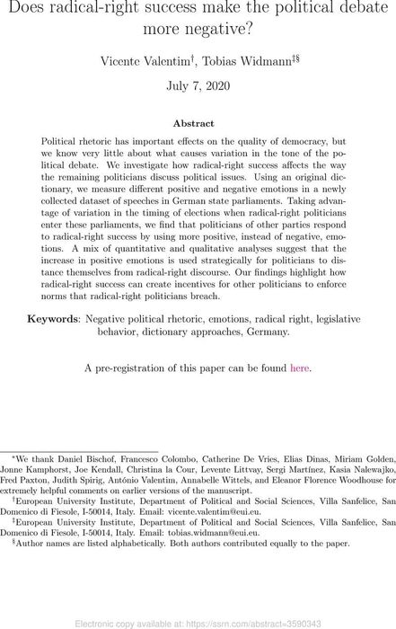 Does Radical-Right Success Make the Political Debate More Negative ...