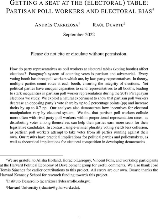 Getting a seat at the (electoral) table: Partisan poll workers and ...