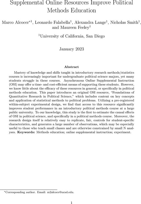 Supplemental Online Resources Improve Political Methods Education ...