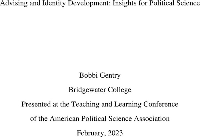 Advising and Identity Development: Insights for Political Science | Political Science Education ...