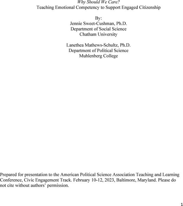 Why Should We Care? Teaching Emotional Competency to Support Engaged ...