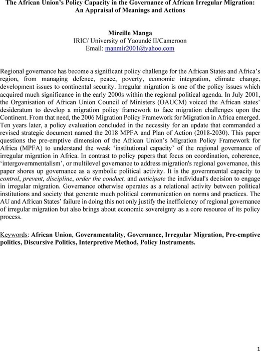The African Union's Policy Capacity in the Governance of African ...