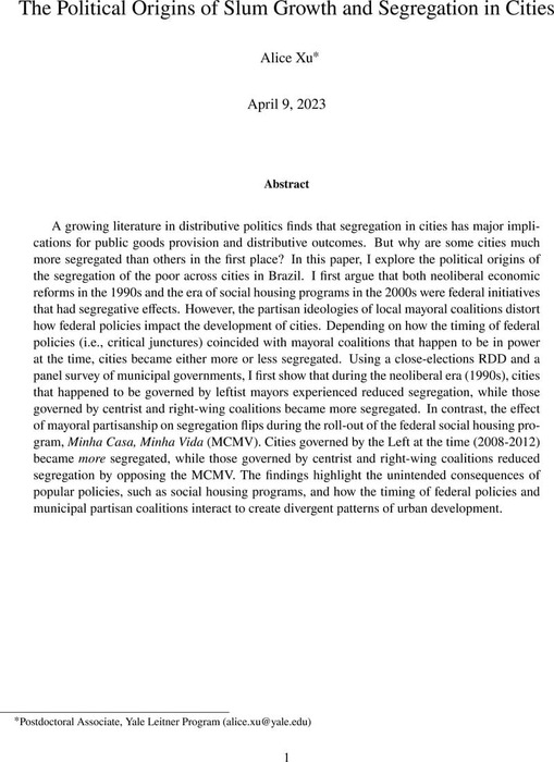 The Political Origins of Slum Growth and Segregation in Cities ...