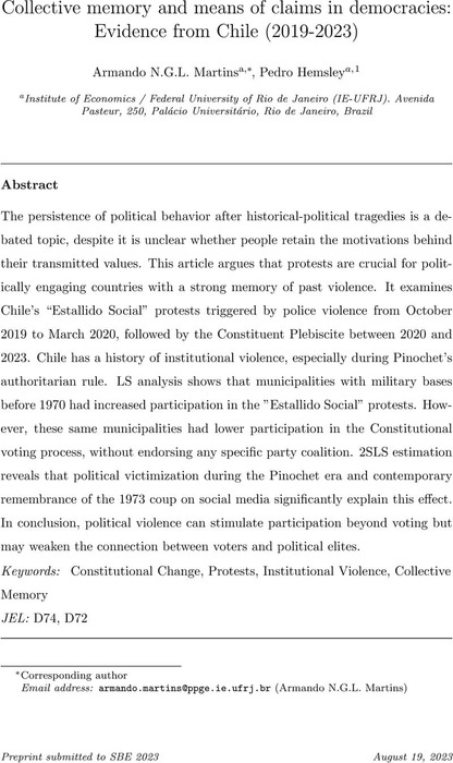 Collective memory and means of claims in democracies: Evidence from ...
