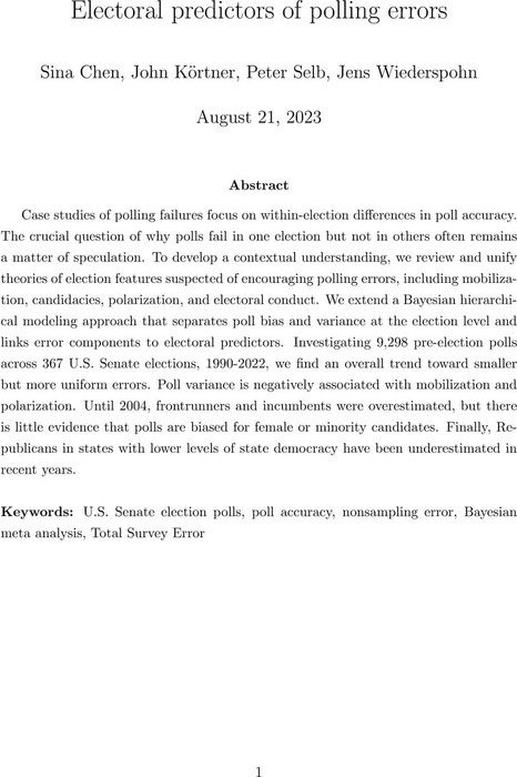 Electoral predictors of polling errors | Methodology | APSA Preprints ...