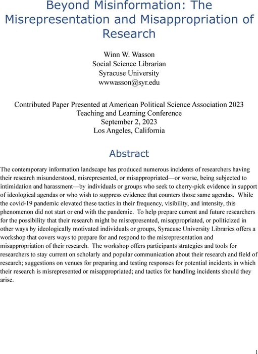 Beyond Misinformation: The Misrepresentation and Misappropriation of ...