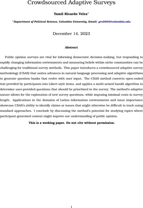 Crowdsourced Adaptive Surveys | American Government and Politics | APSA ...