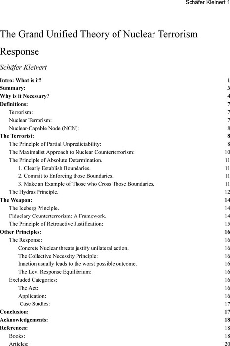 The Grand Unified Theory of Nuclear Terrorism Response | International Relations | APSA ...