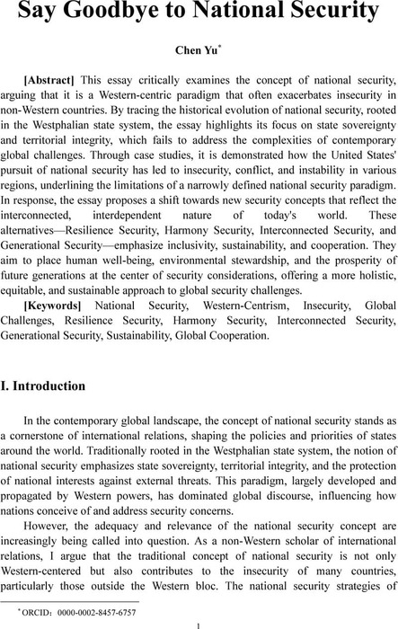 Say Goodbye to National Security | International Relations | APSA ...