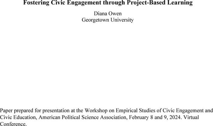 Fostering Civic Engagement through Project-Based Learning | Political ...