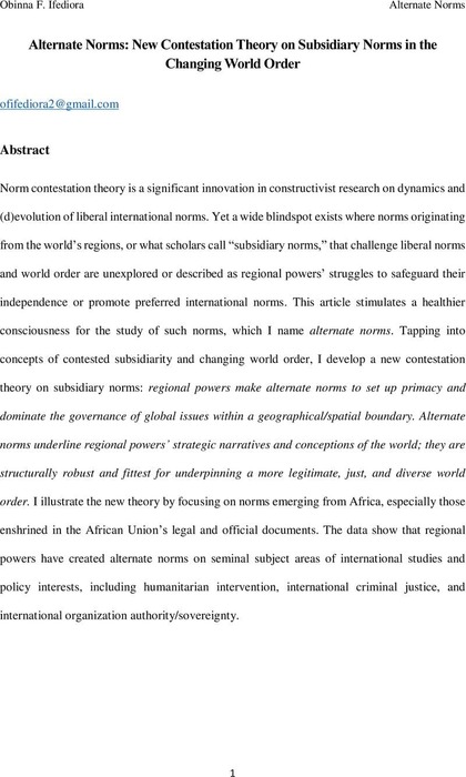 Alternate Norms: New Contestation Theory on Subsidiary Norms in the ...