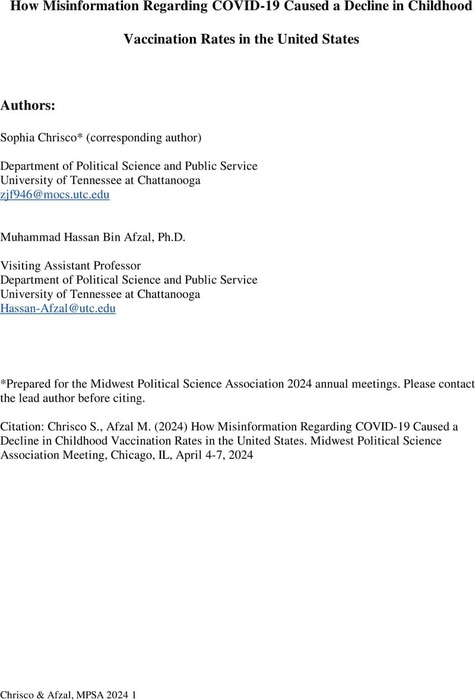 How Misinformation Regarding COVID-19 Caused a Decline in Childhood ...