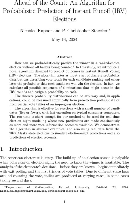 Ahead of the Count: An Algorithm for Probabilistic Prediction of ...