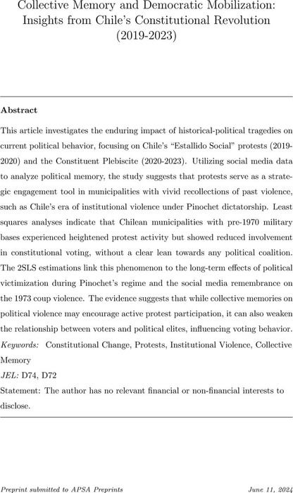 Collective Memory and Democratic Mobilization: Insights from Chile's ...