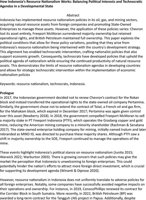 How Indonesia's Resource Nationalism Works: Balancing Political ...
