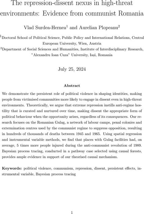 The repression-dissent nexus in high-threat environments: Evidence from ...