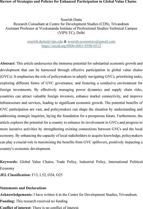 Review of Strategies and Policies for Enhanced Participation in Global ...