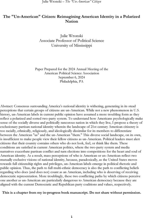 The "Un-American" Citizen: Reimagining American Identity in a Polarized ...