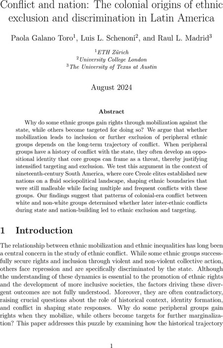 Conflict and nation: The colonial origins of ethnic exclusion and ...
