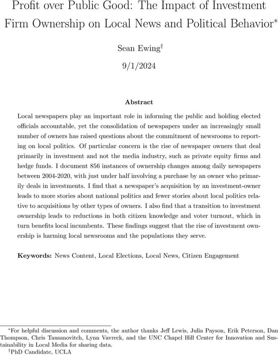 Profit over Public Good: The Impact of Investment Firm Ownership on ...