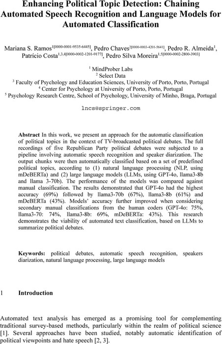 Enhancing Political Topic Detection: Chaining Automated Speech Recognition and Language Models ...