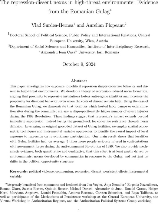 The repression-dissent nexus in high-threat environments: Evidence from ...