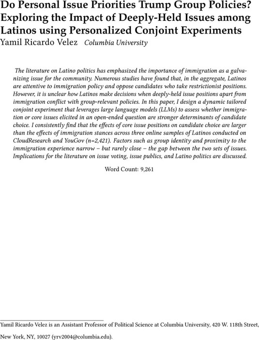 Do Personal Issue Priorities Trump Group Policies? Exploring the Impact ...