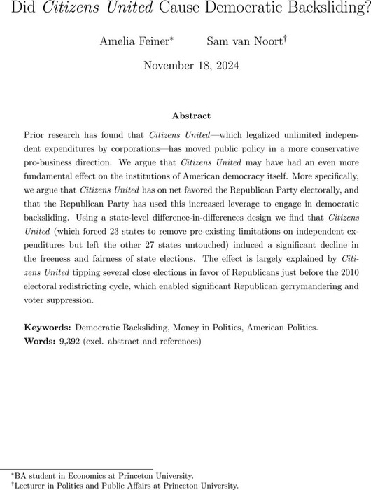 Did Citizens United Cause Democratic Backsliding? | American Government ...