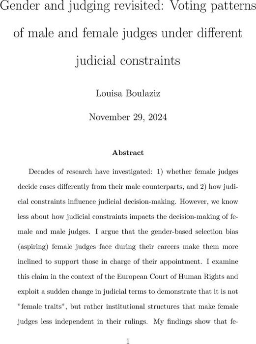 Gender and judging revisited: Voting patterns of male and female judges ...
