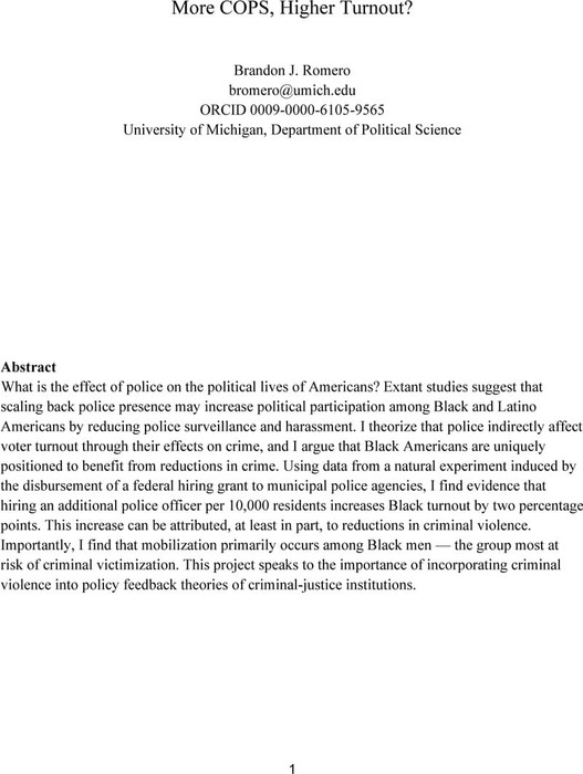 More COPS, Higher Turnout? | American Government and Politics | APSA ...