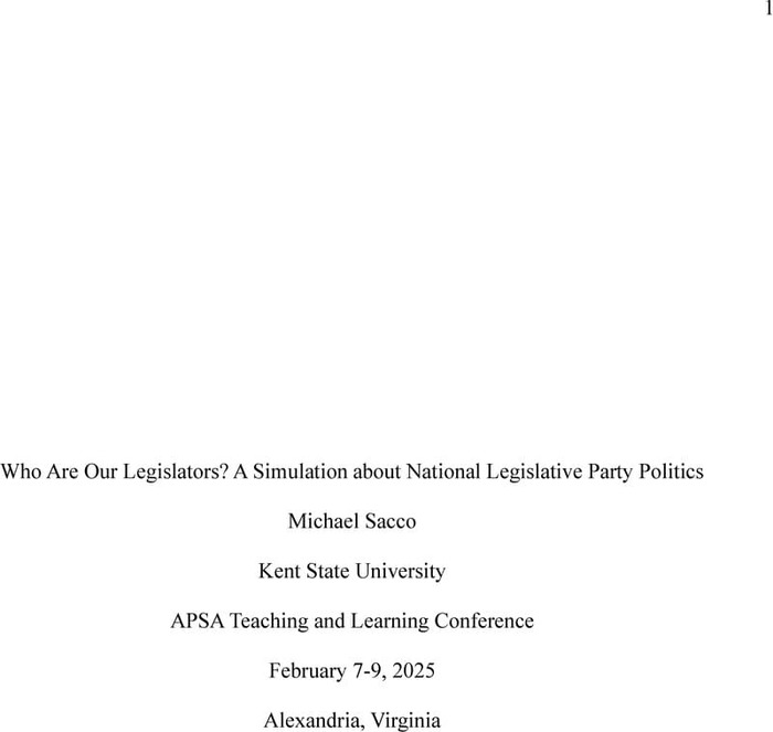 Who Are Our Legislators? A Simulation about National Legislative Party ...
