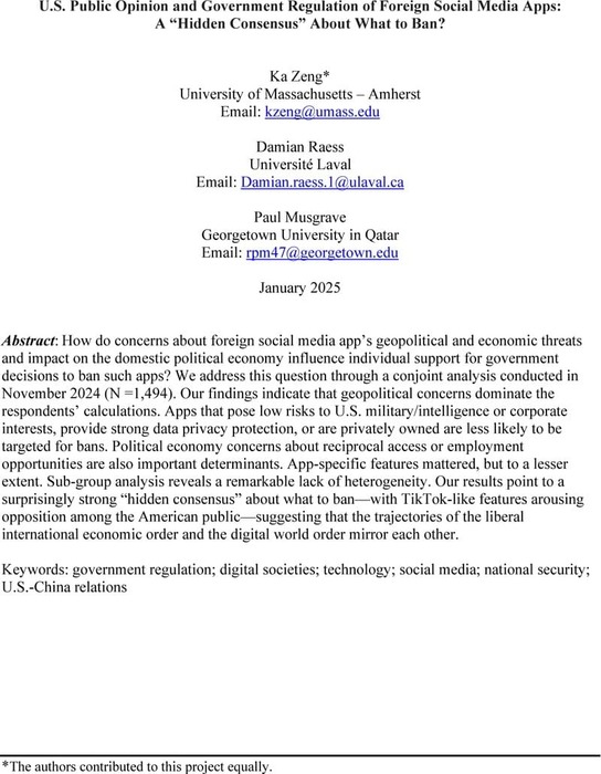 U.S. Public Opinion and Government Regulation of Foreign Social Media ...