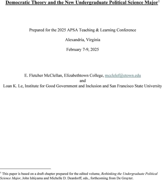 Democratic Theory and the New Undergraduate Political Science Major ...