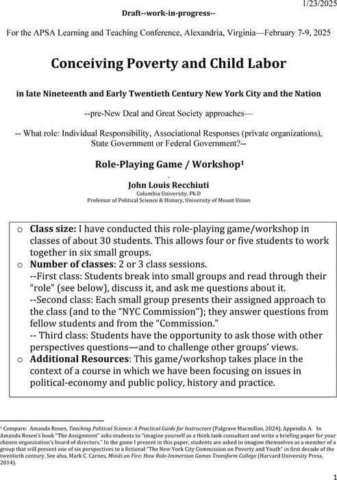 Conceiving Poverty and Child Labor in late Nineteenth and Early ...