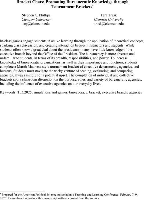 Bracket Chats: Promoting Bureaucratic Knowledge through Tournament ...