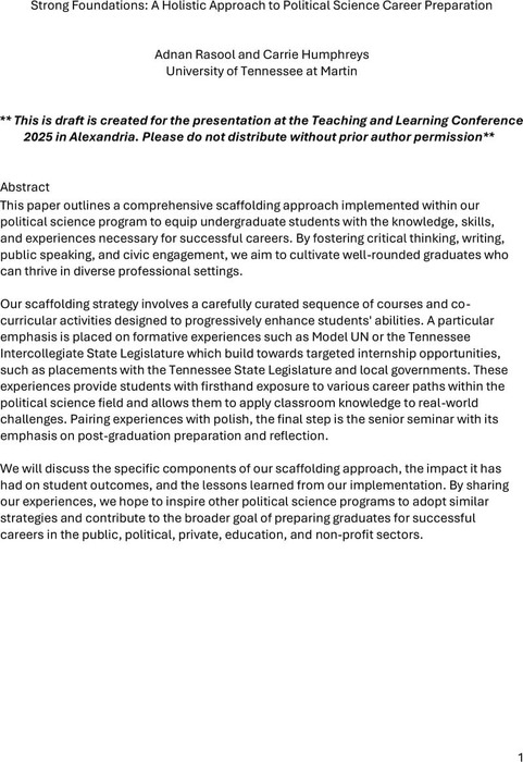 Strong Foundations: A Holistic Approach to Political Science Career ...