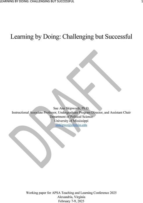 Learning by Doing: Challenging but Successful | Political Science ...