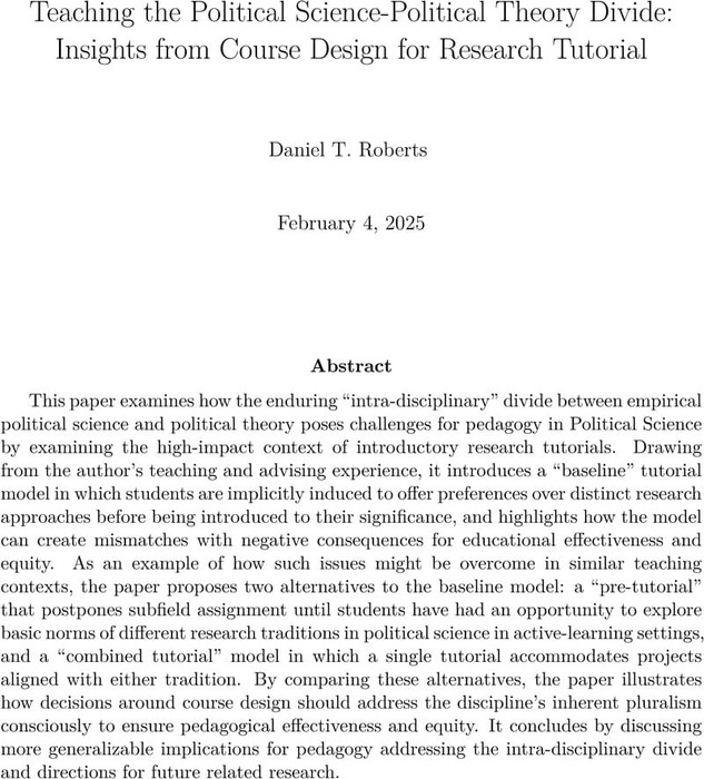 Teaching the Political Science-Political Theory Divide: Insights from ...