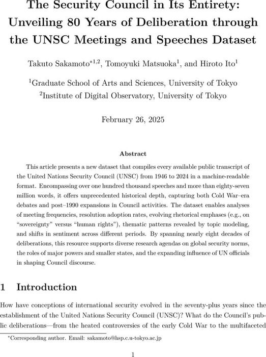 The Security Council in Its Entirety: Unveiling 80 Years of ...