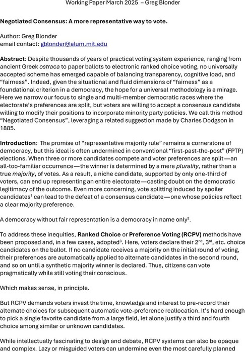 Negotiated Consensus: A more representative way to vote. | American Government and Politics ...