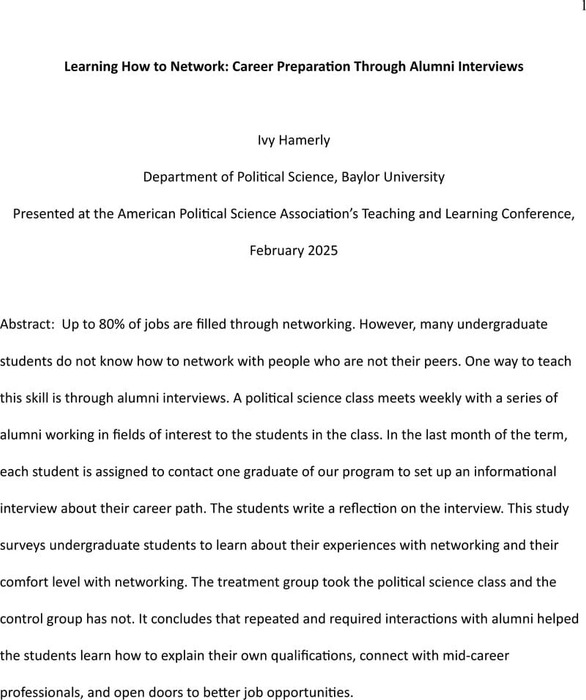 Enhancing Political Science Education: Evaluating the Impact of Networking Skills Training ...