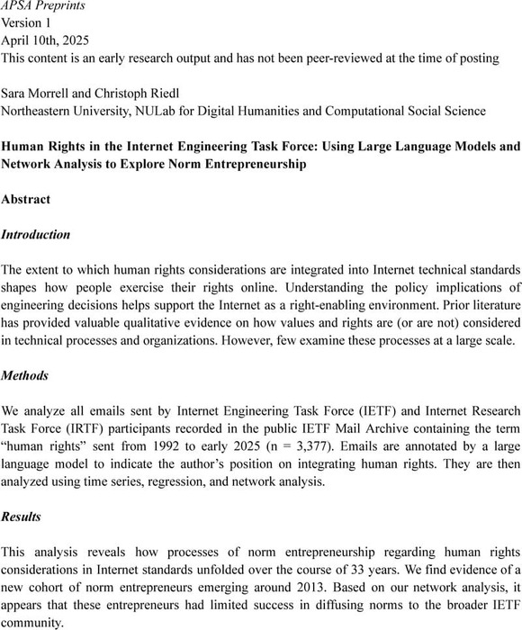 Human Rights in the Internet Engineering Task Force: Using Large ...