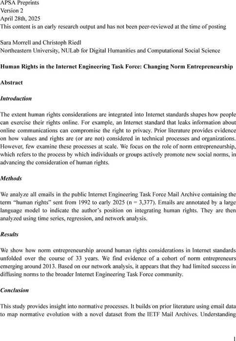 Human Rights in the Internet Engineering Task Force: Changing Norm ...