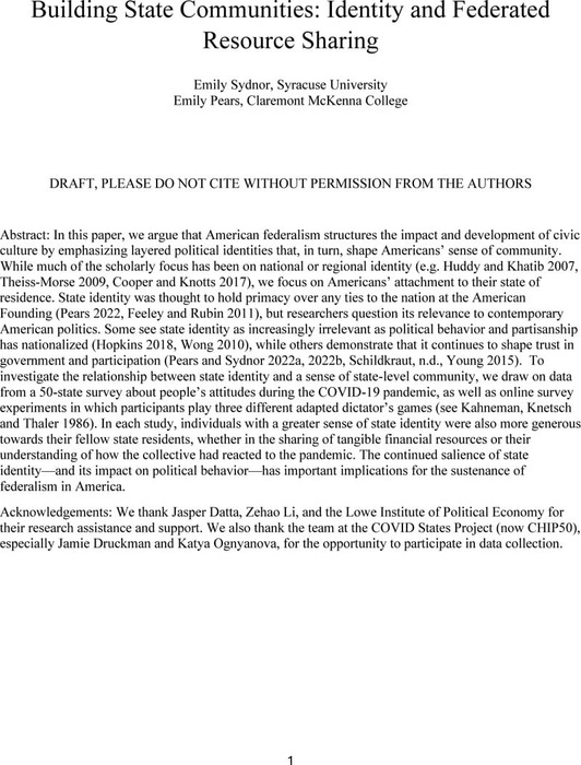 Building State Communities: Identity and Federated Resource Sharing ...