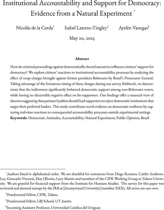 Institutional Accountability and Support for Democracy: Evidence from a ...