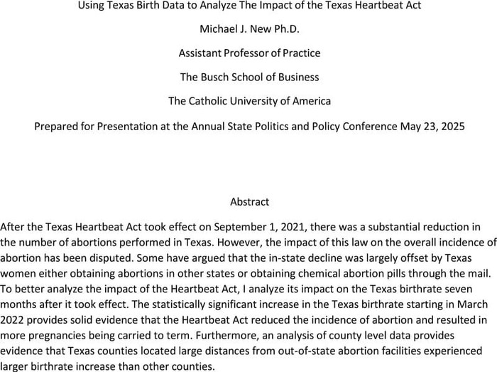 Using Texas Birth Data to Analyze The Impact of the Texas Heartbeat Act ...