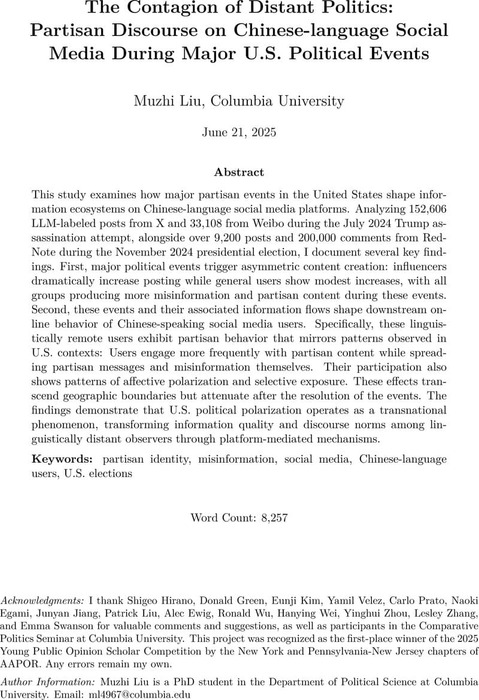 The Contagion of Distant Politics: Partisan Discourse on Chinese ...