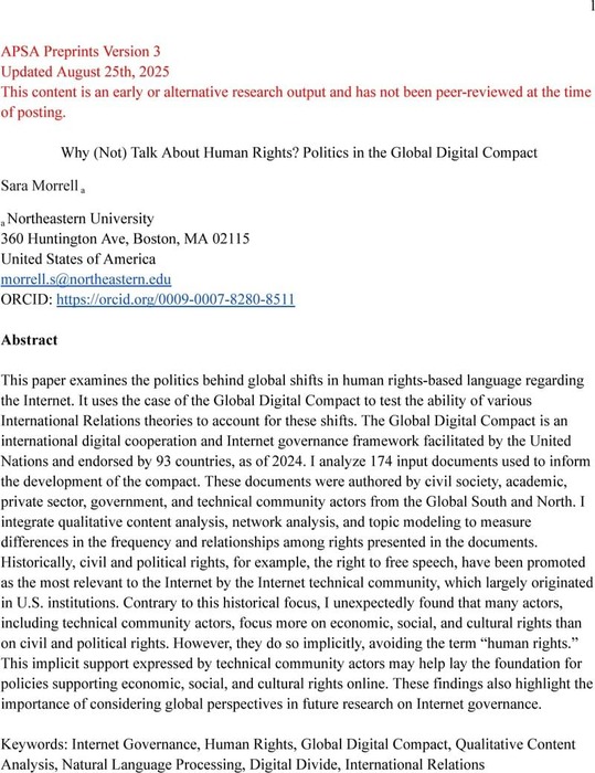 Why (Not) Talk About Human Rights? Politics in the Global Digital ...